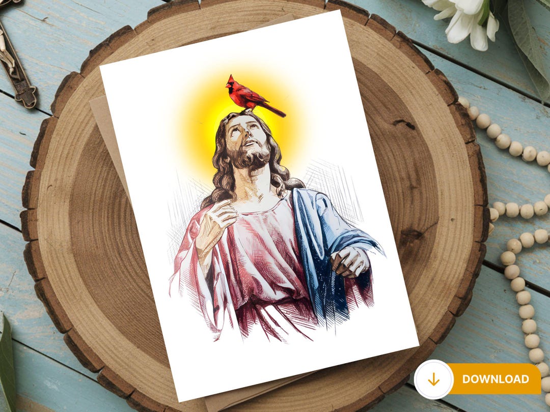 Digital Jesus and Cardinal Card, Printable, Faith, Christian, Spiritual ...
