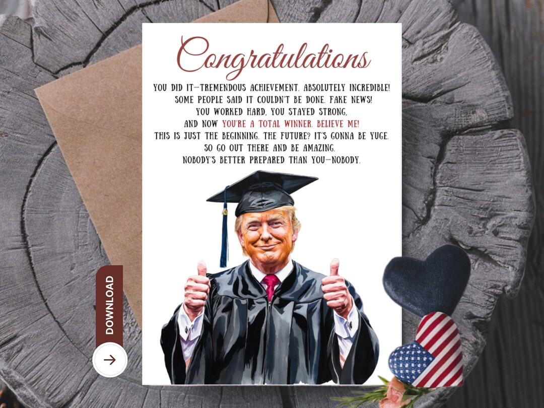 Digital Trump Congratulations Card, Trump Graduation Card, Graduation ...