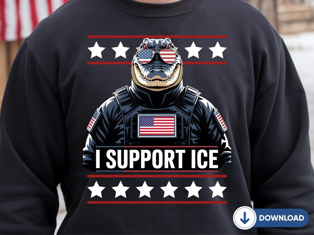 Digital I Support Ice PNG, Pro ICE, Patriotic USA Flag, Alligator ...