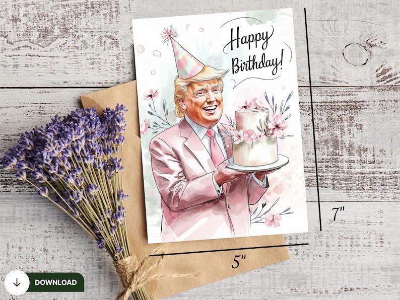 Digital Trump Happy Birthday Card, Printable Trump Card, Trump Birthday ...