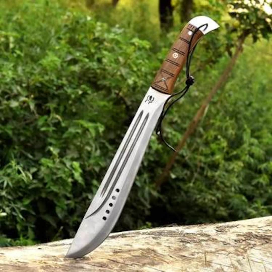 Handmade Survival Machete Knife, Bushcraft Knife Cutting Trees Yard ...