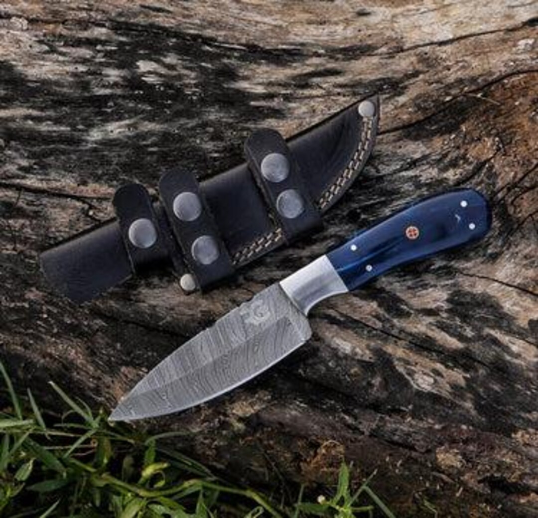 Skinning Knife, Hunting Knife, Scout Knife Hand Forged Damascus Steel ...