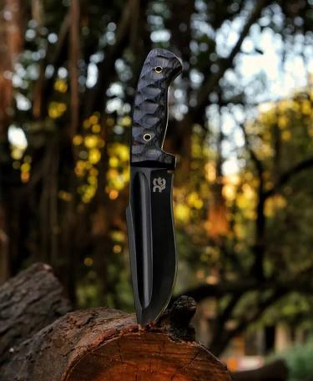 Handmade High Carbon Steel Hunting Knife, Powder Coated Blade, Rosewood ...