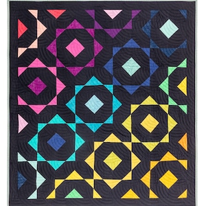 Rhapsody Rainbow Quilt Pattern (PDF): Confident Beginner, Fat Quarter ...