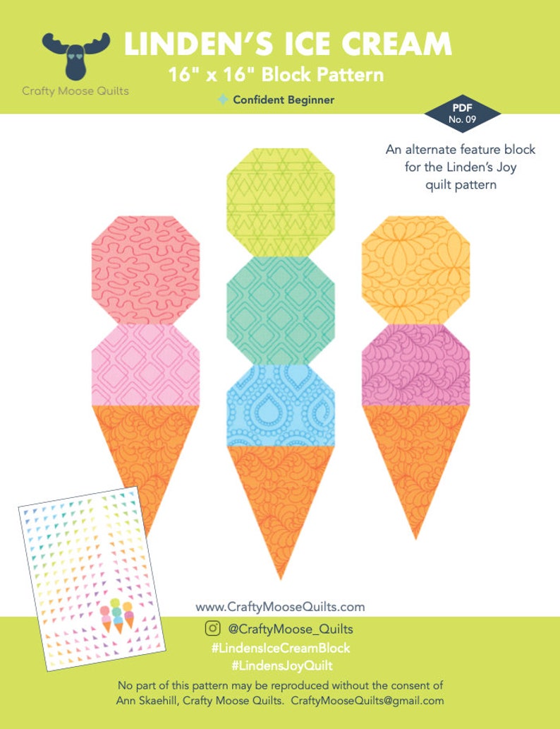 Linden's Ice Cream Quilt Block (PDF) - Etsy