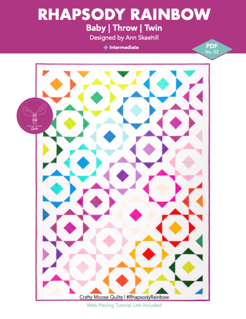 Rhapsody Rainbow Quilt Pattern: Confident Beginner, Fat Quarter ...