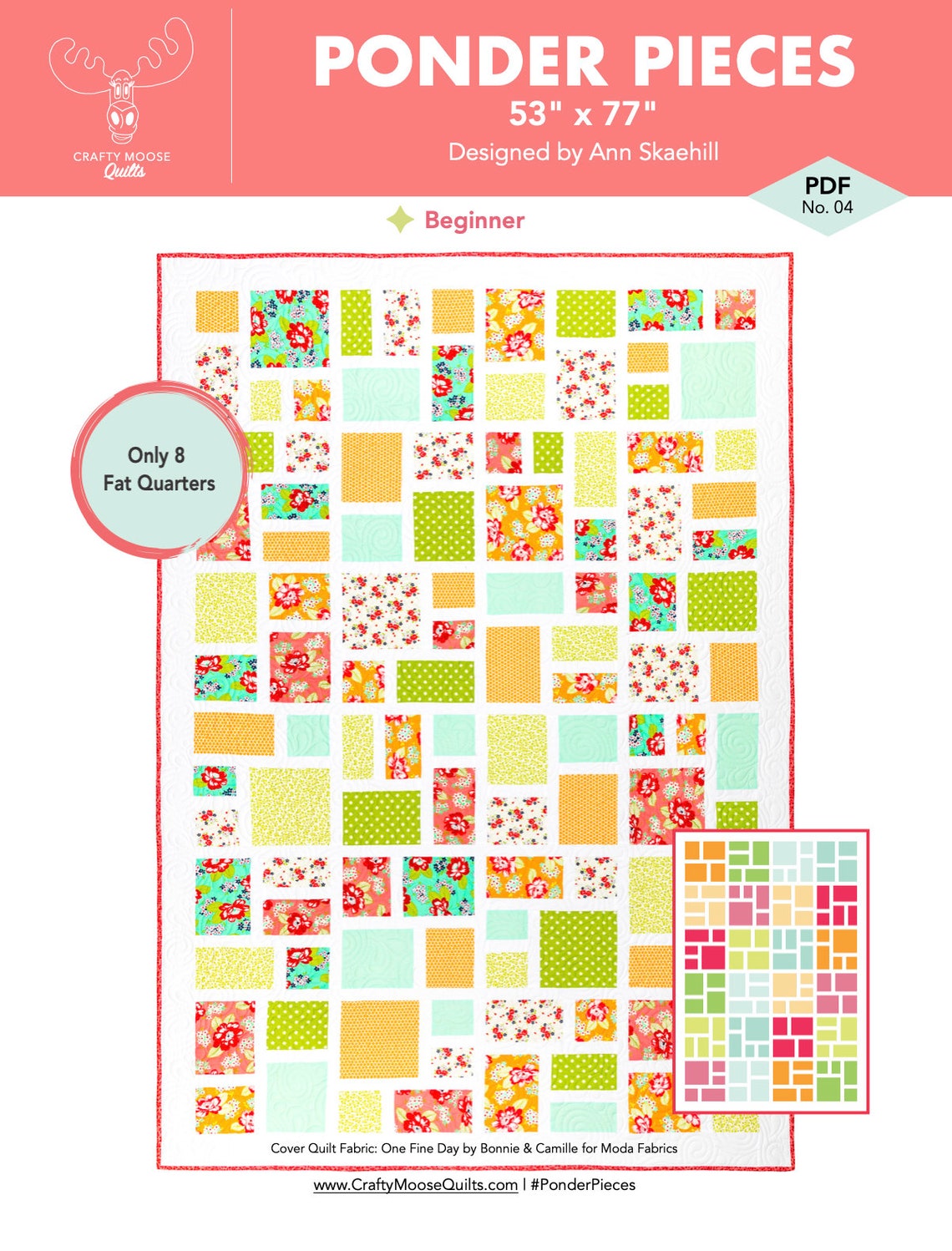 Ponder Pieces Quilt Pattern: Fat Quarter Quilt - Etsy