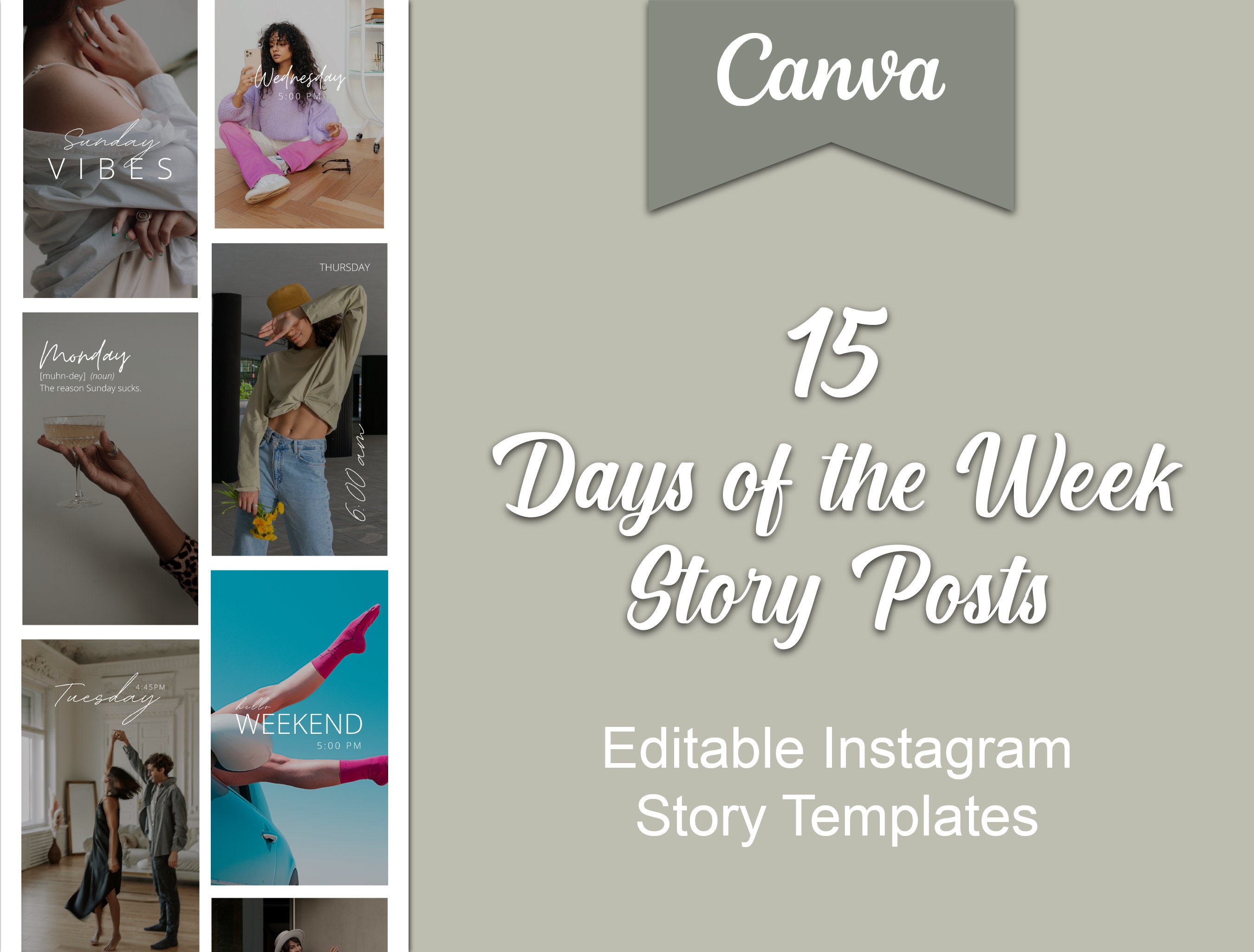 15 Days of the Week Story Ideas, Instagram Story Templates, Canva ...