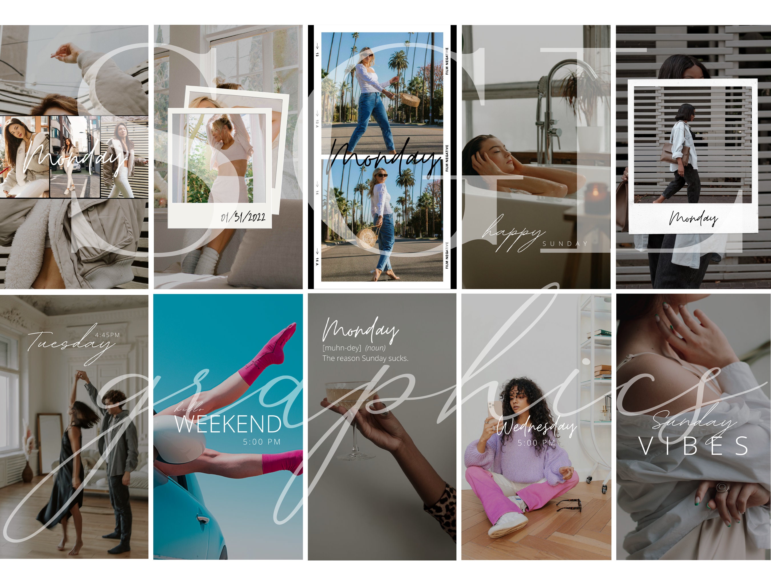 15 Days of the Week Story Ideas, Instagram Story Templates, Canva ...