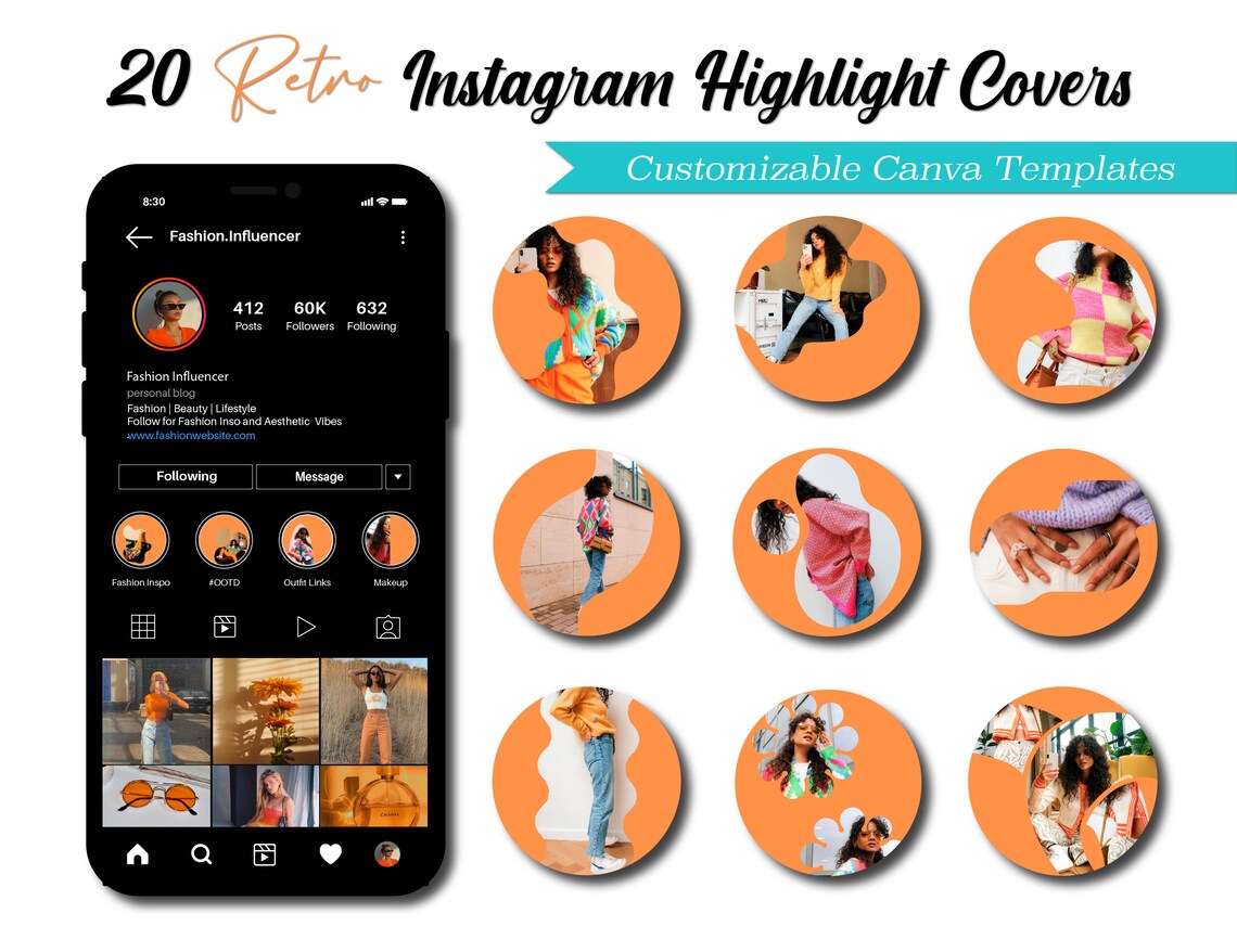20 Retro Instagram Highlight Covers, Groovy 70's Style, Hippie IG ...