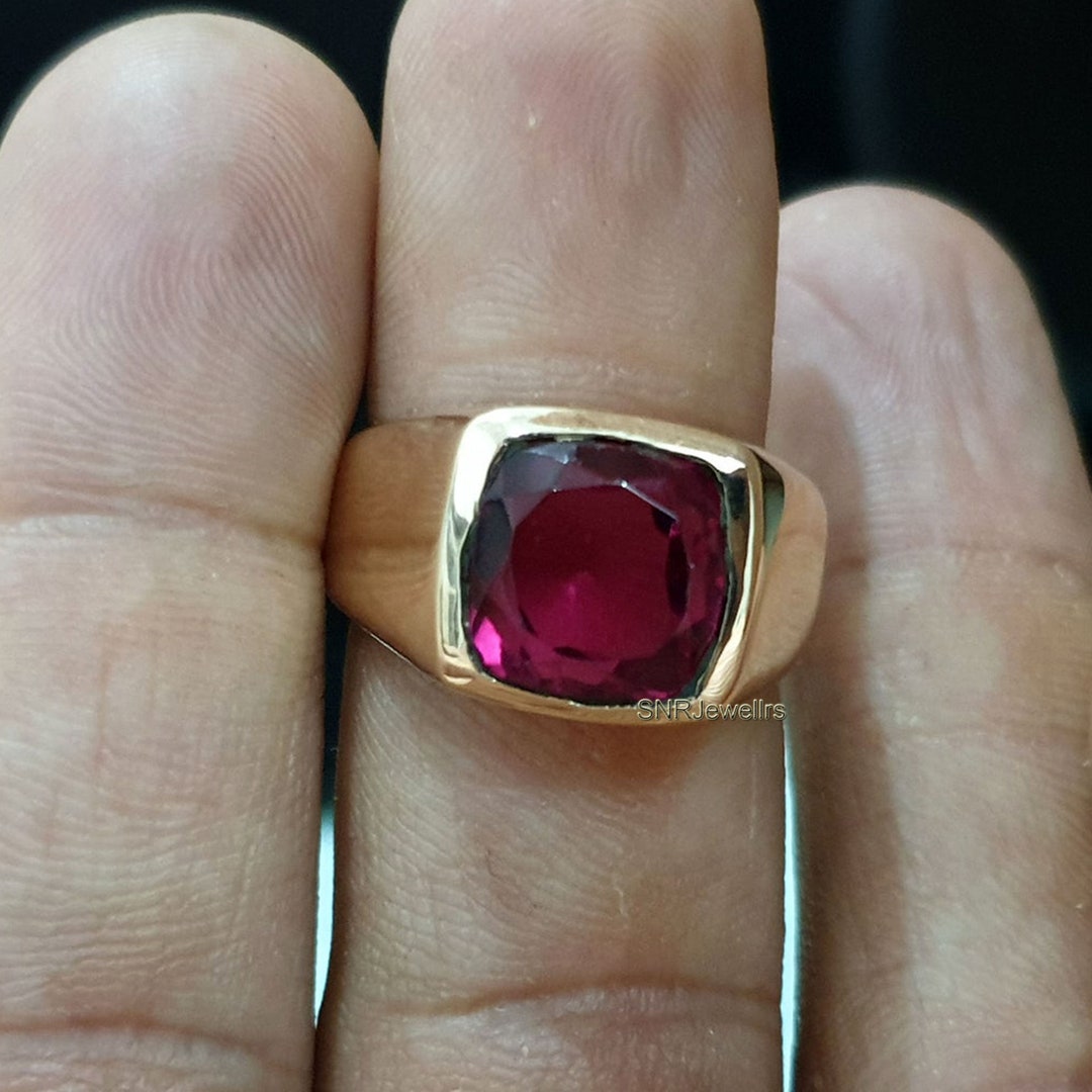 Ruby Quartz Ring, Yello Gold , Wedding Ring,anniversary Gift,july ...