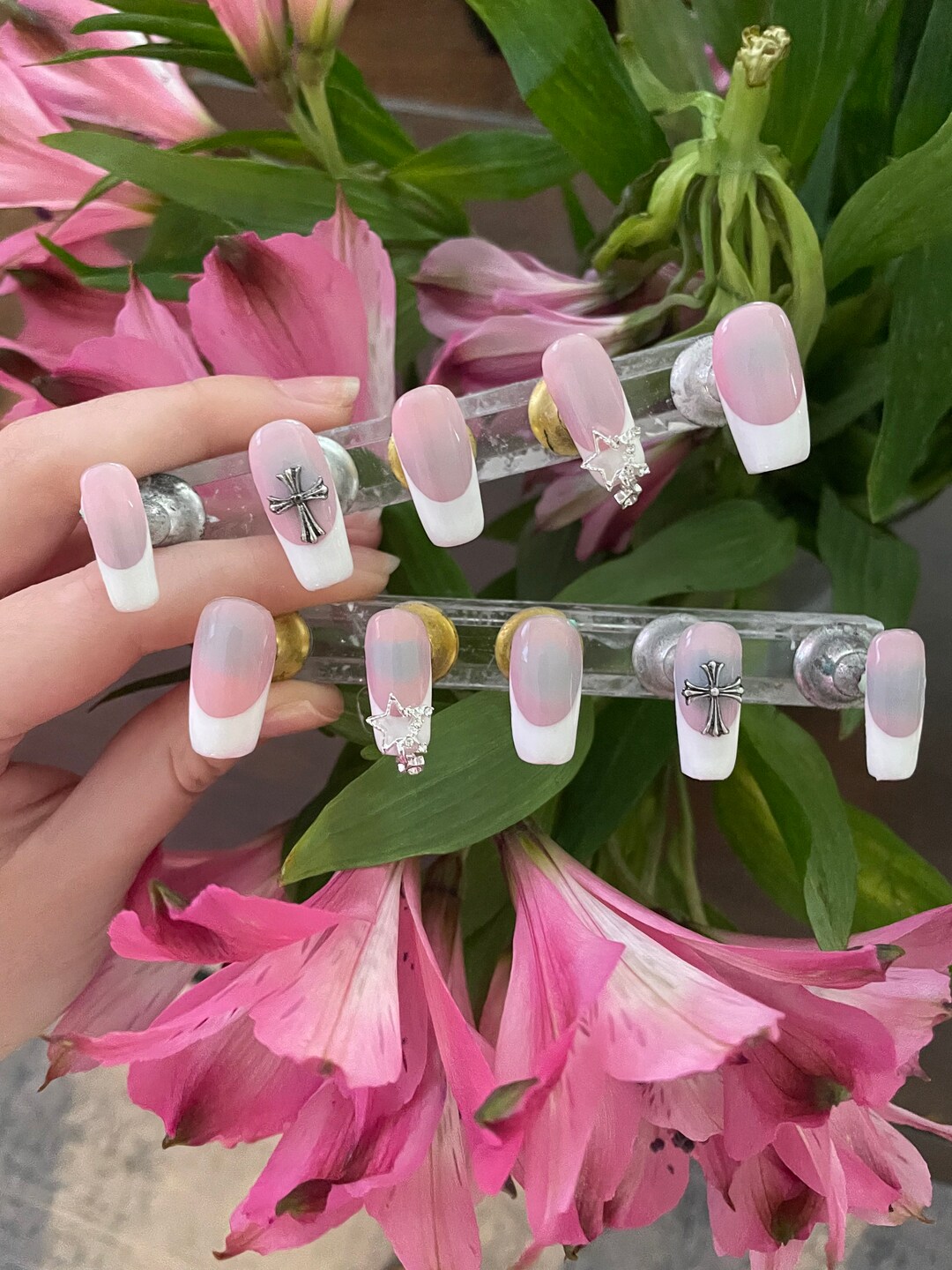 French Tip Y2K Nails - Etsy