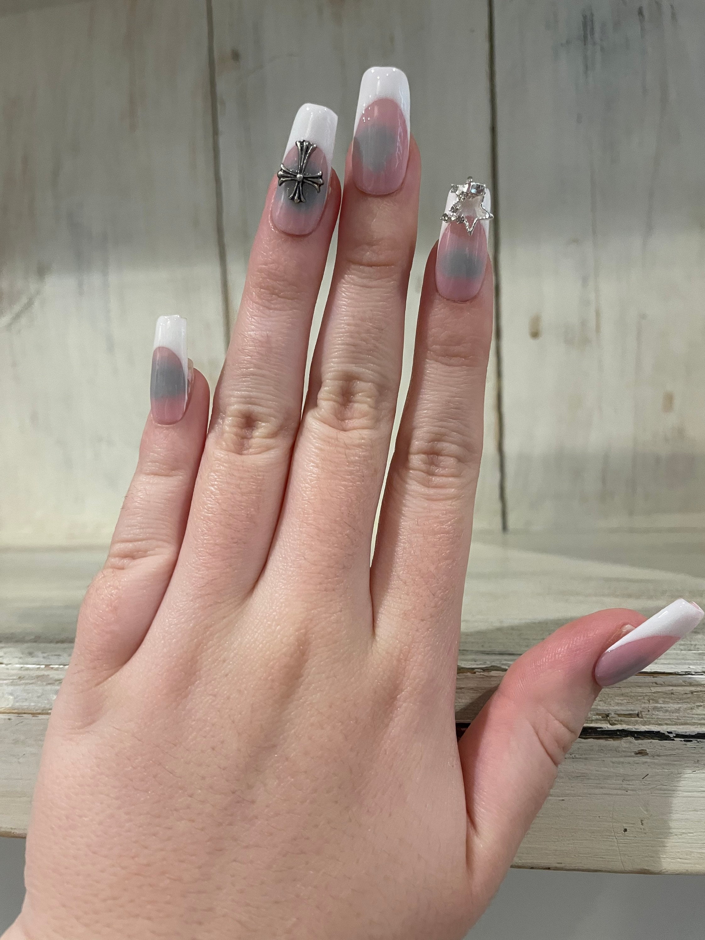 French Tip Y2K Nails - Etsy