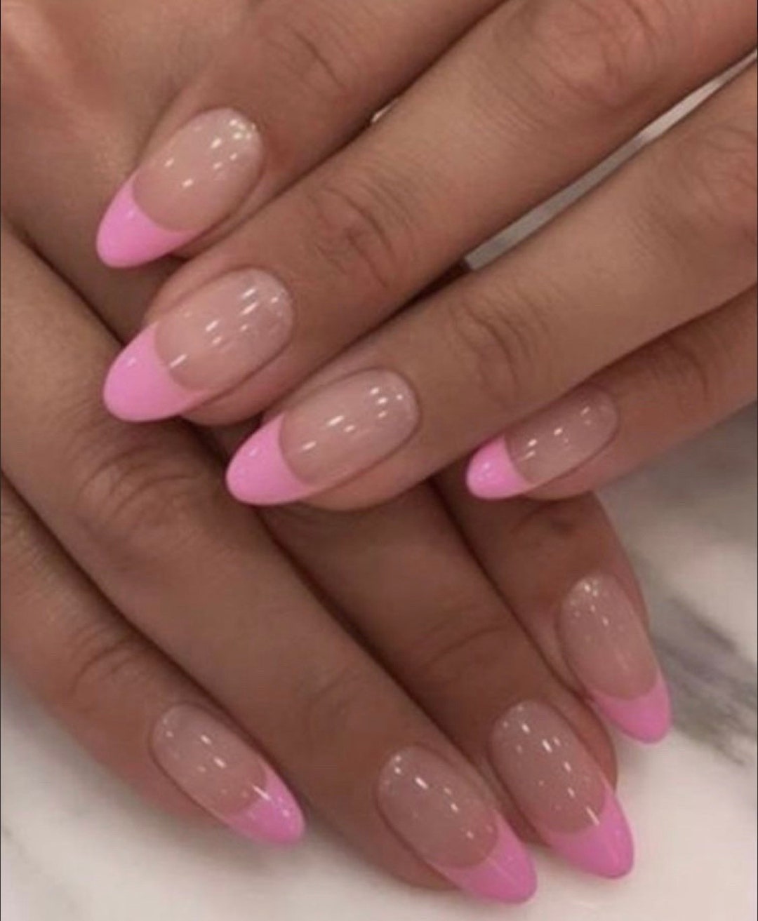 Pink French Tip Nails - Etsy