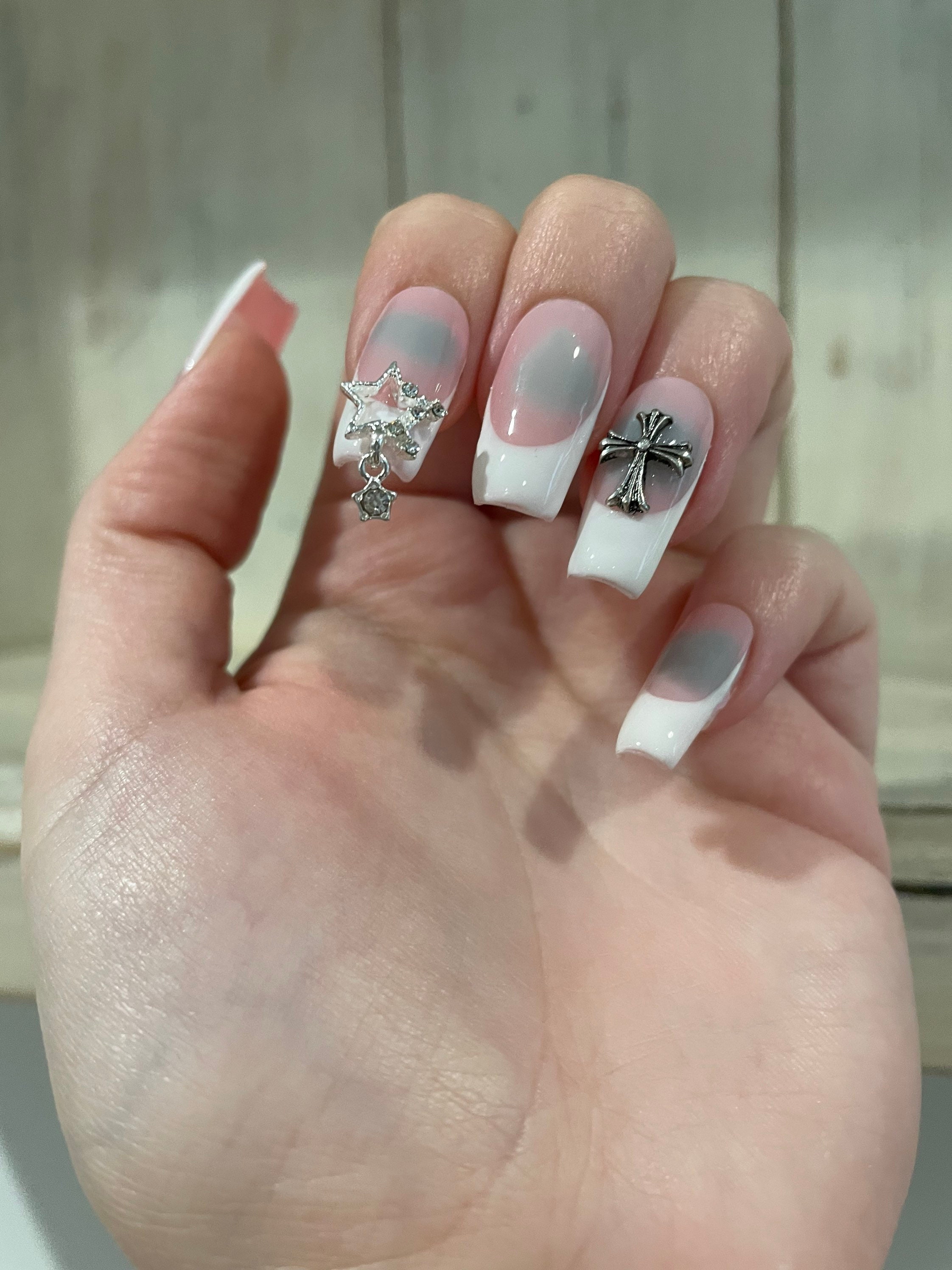 French Tip Y2K Nails - Etsy