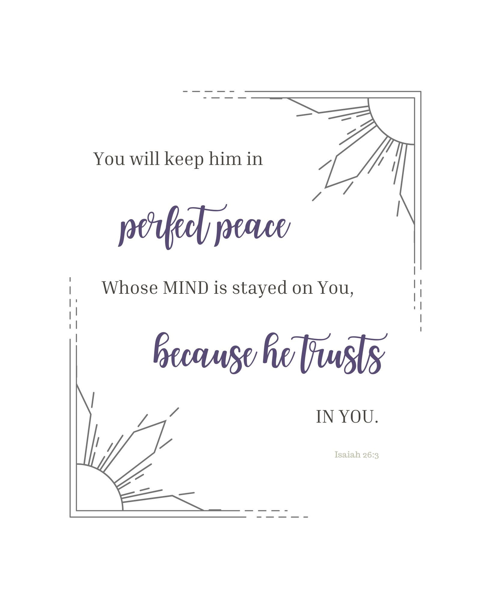 Isaiah 26:3 | Bible Verse Printable Set | Christian Wall Art | Bible ...