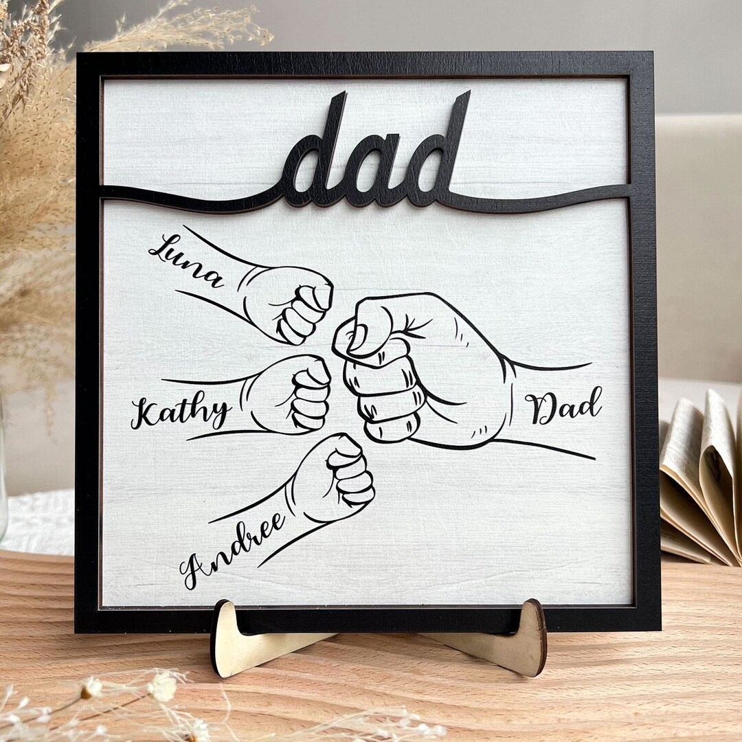 Dad Hand Bumps Sign, Fist Bump Sign, Gift for Grandpa, Personalized Dad ...