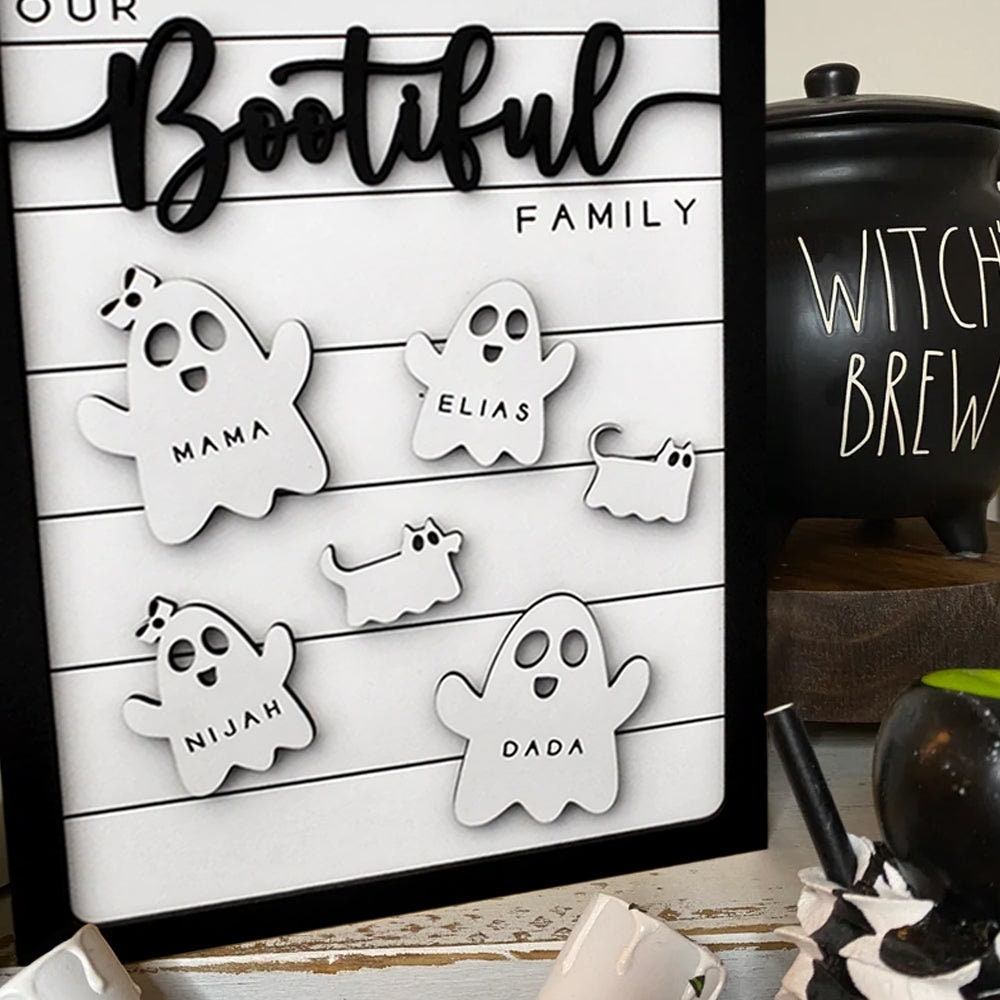 Personalized Halloween Wood Sign, Custom Bootiful Family Sign, Custom ...
