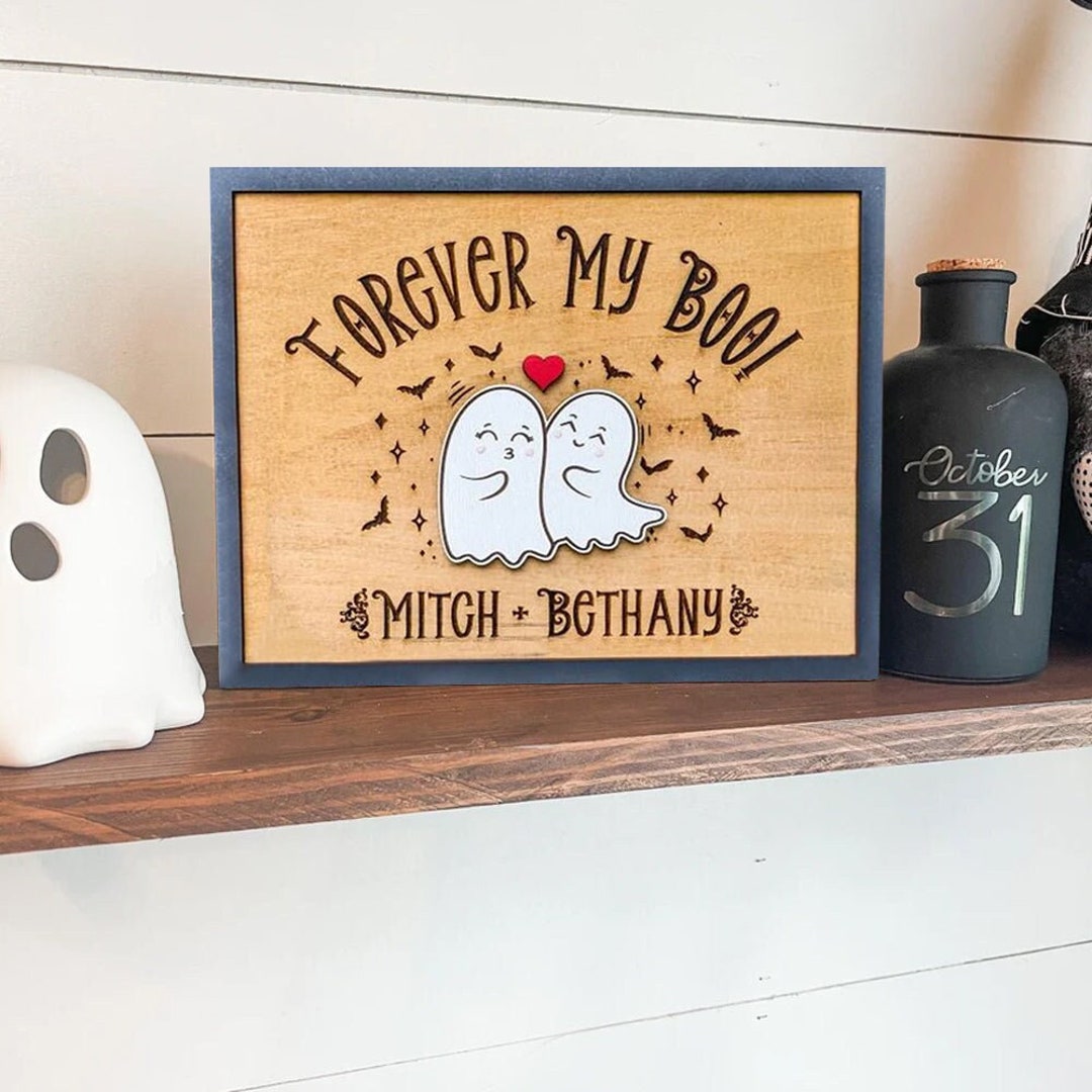 Halloween Cute Ghost Couple Sign Personalized Halloween Wood - Etsy