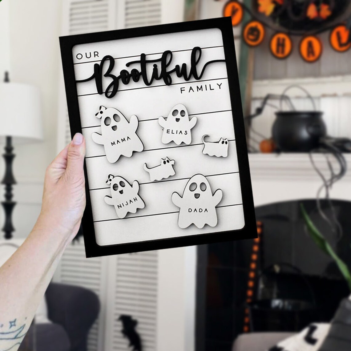 Personalized Halloween Wood Sign, Custom Bootiful Family Sign, Custom ...