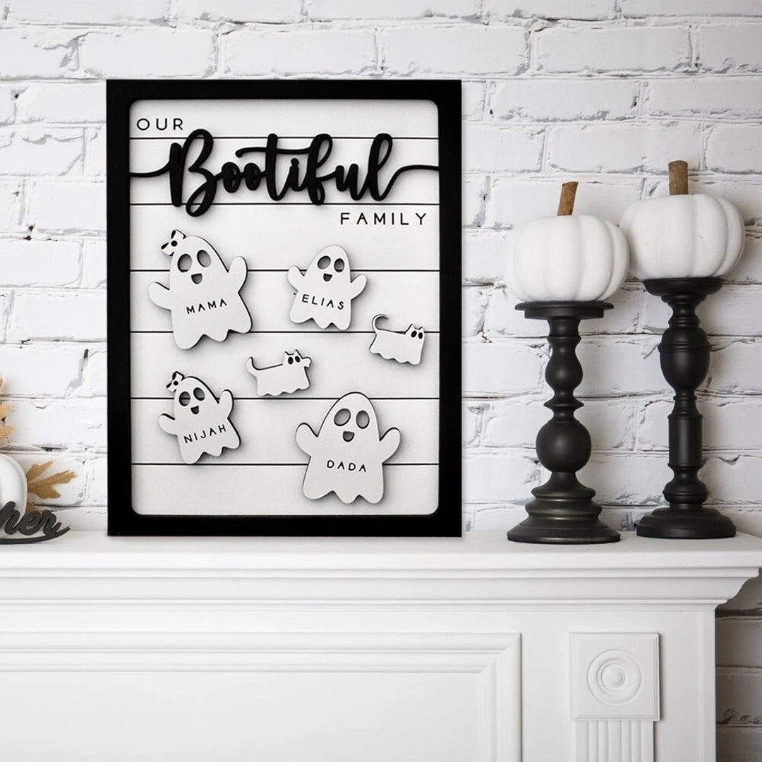 Personalized Halloween Wood Sign, Custom Bootiful Family Sign, Custom ...
