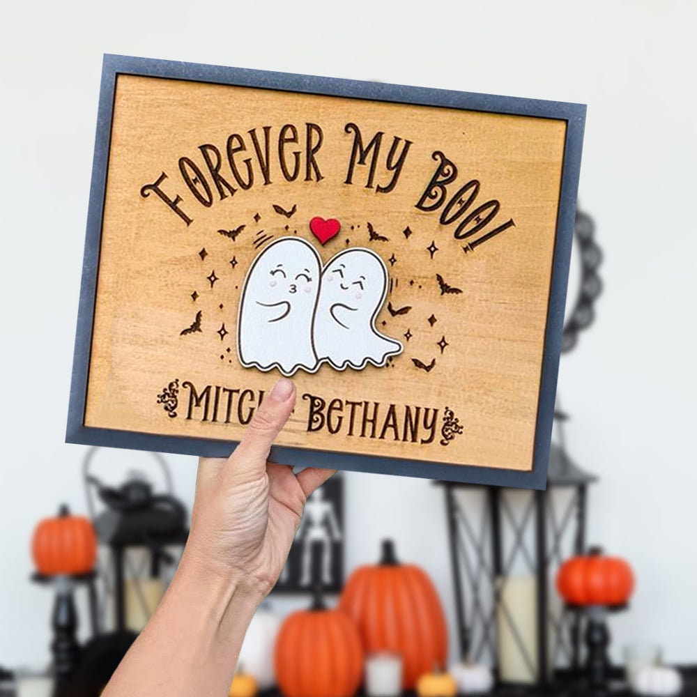 Halloween Cute Ghost Couple Sign Personalized Halloween Wood - Etsy