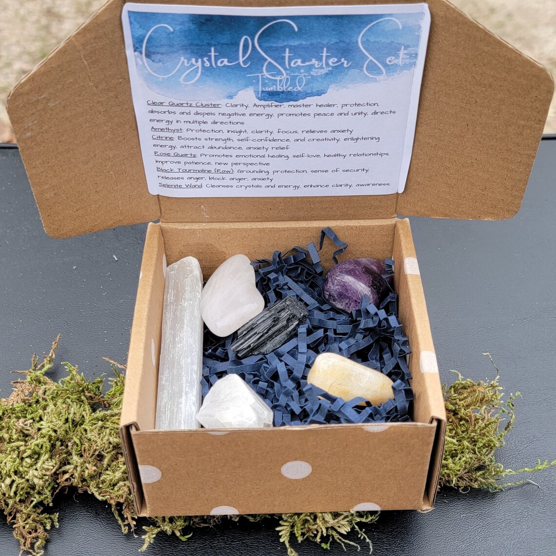 Crystal Starter Set, Tumbled Stones With Free Selenite Wand - Etsy