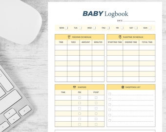 Infant Daily Log Baby Care Tracker - Etsy