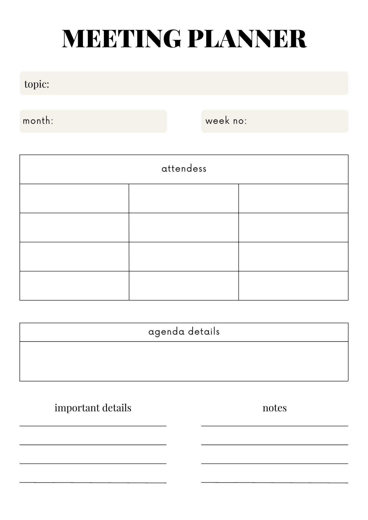 Meeting Planner Agenda Printable| Meeting Notes| Planner| Meeting PDF ...