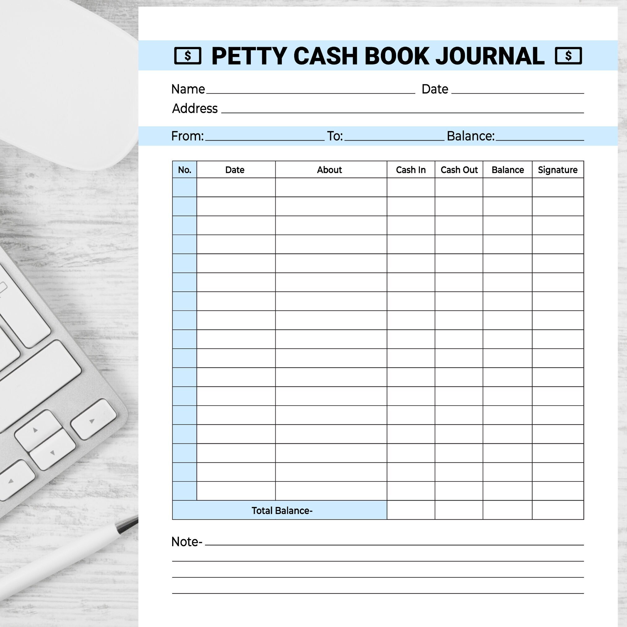 Petty Cash Tally Sheet