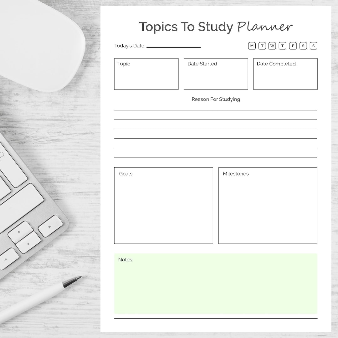 Study Planner| Study Guide Printable| Homework Tracker| Digital ...