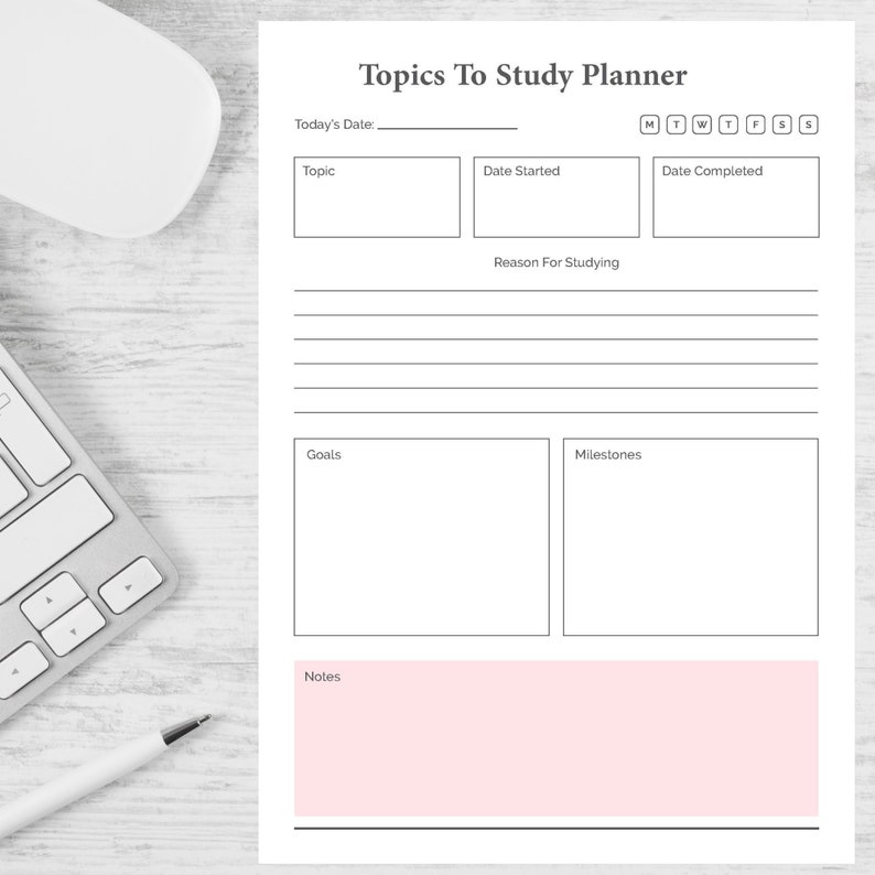 Study Planner Study Guide Printable Homework Tracker - Etsy