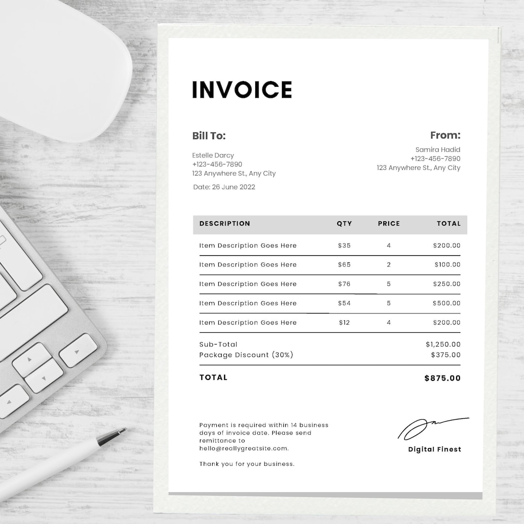Simple Modern Invoice Template Printable Invoice Template Invoice ...