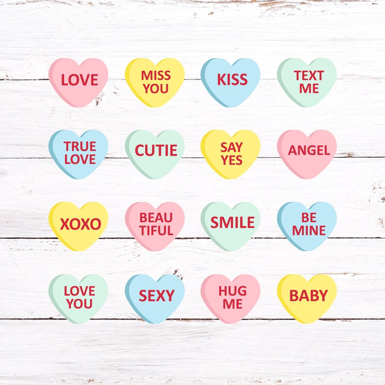 Conversation Hearts Bundle Pngcandy Hearts Png Candy Hearts Clipart ...