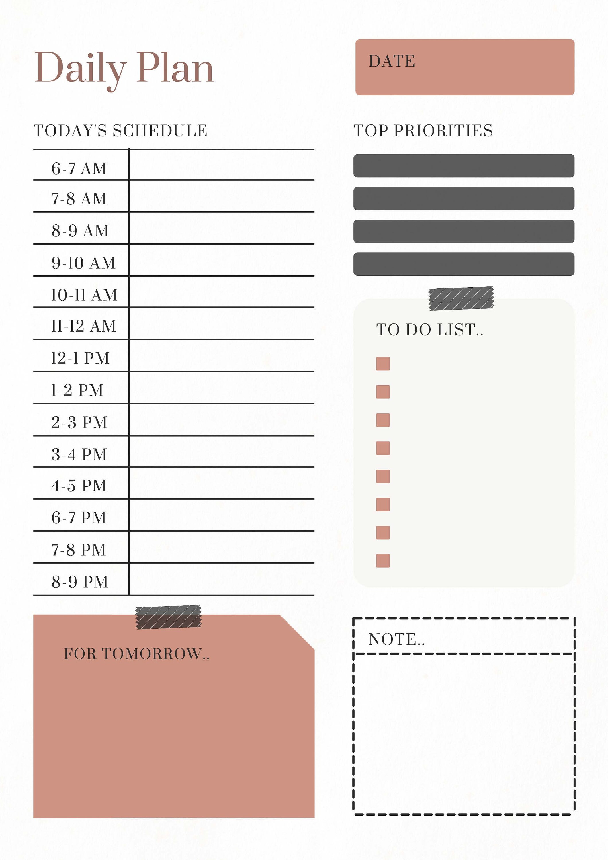 Work From Home Planner Printable Personal Daily Planner Productivity ...
