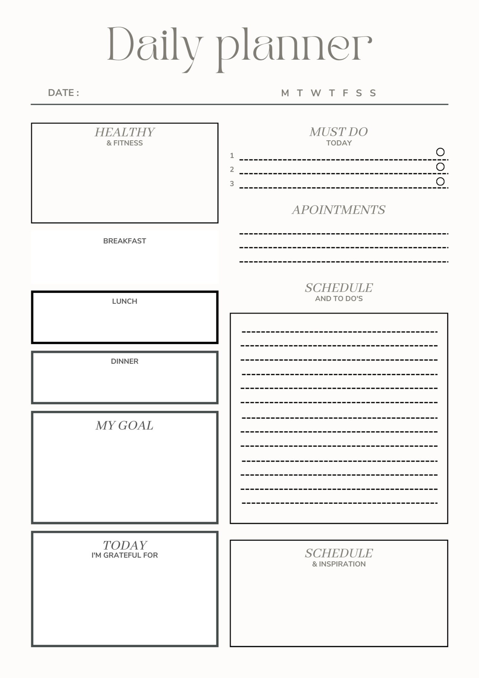 Printable Daily Planner Daily to Do List Productivity Planner PDF Track ...