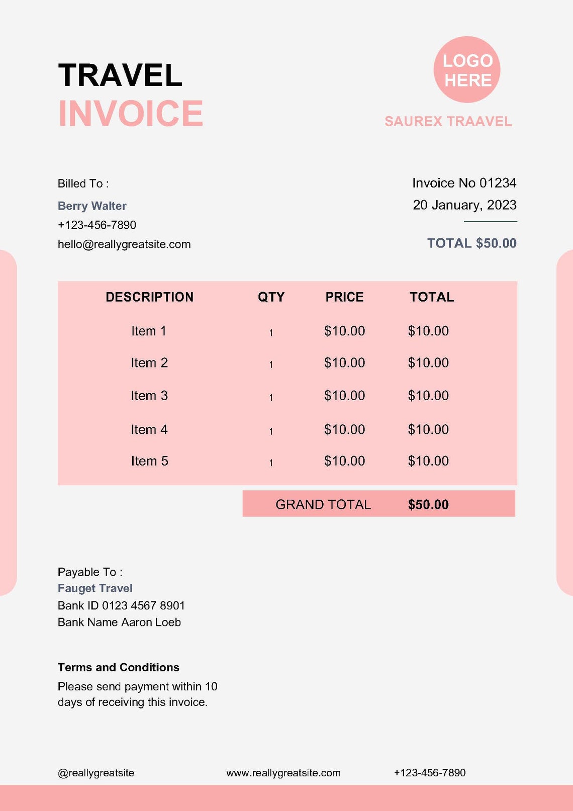Invoice Template Printable Invoice Template Invoice Template for Word ...