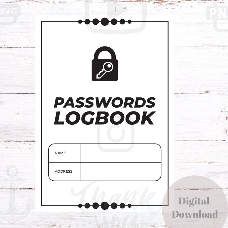 Password Tracker Log Book Printable password Keeper password - Etsy