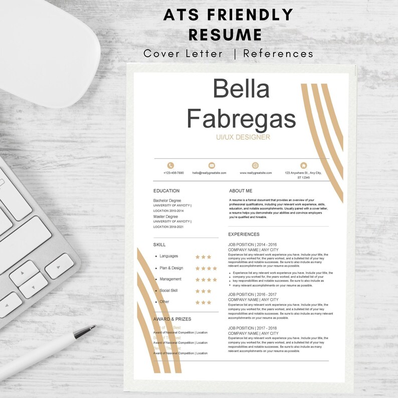 Modern Resume , Cover Letter, References Templates Minimalist Executive ...