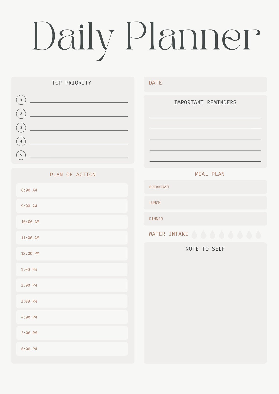 Printable Daily Planner Daily to Do List Productivity Planner PDF Track ...