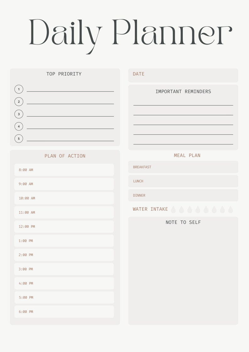 Printable Daily Planner Daily to Do List Productivity Planner PDF Track ...