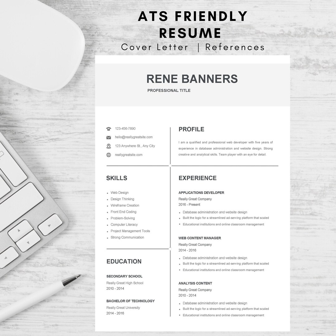 Modern Resume Cover Letter References Templates Minimalist Executive Ats Friendly Resume