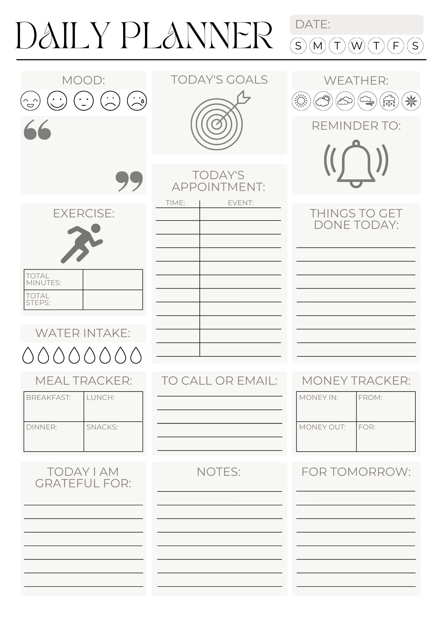 Printable Daily Planner Daily to Do List Productivity Planner PDF Track ...