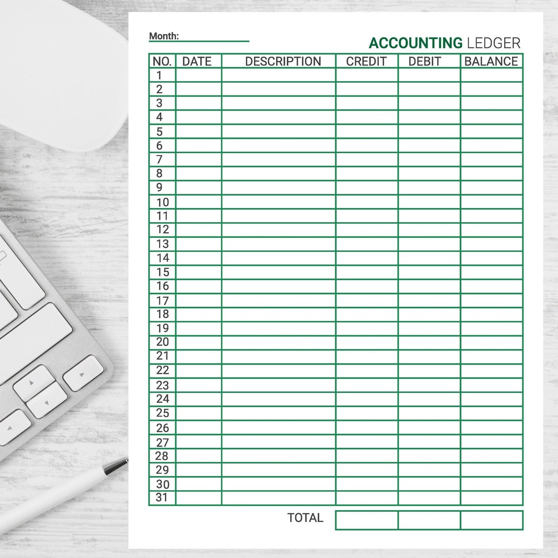 Accounting Ledger General Ledger PDF Money Tracker and Printable PDF ...