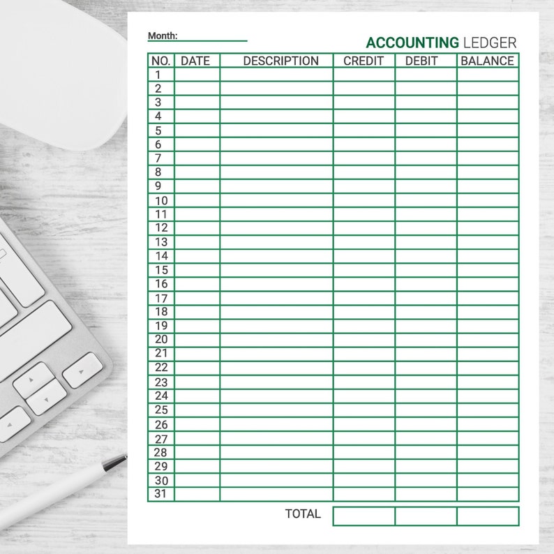Accounting Ledger General Ledger PDF Money Tracker and Printable PDF ...