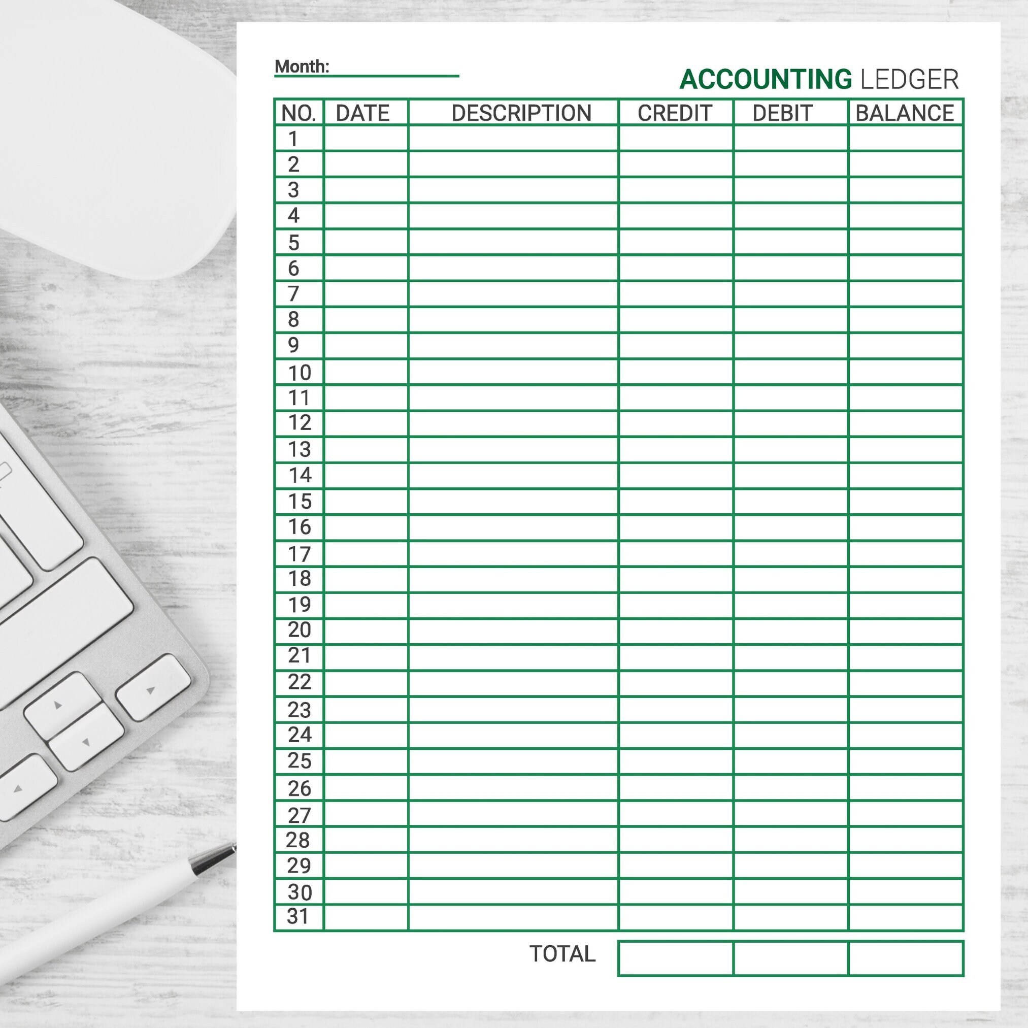 Accounting Ledger General Ledger PDF Money Tracker and Printable PDF ...