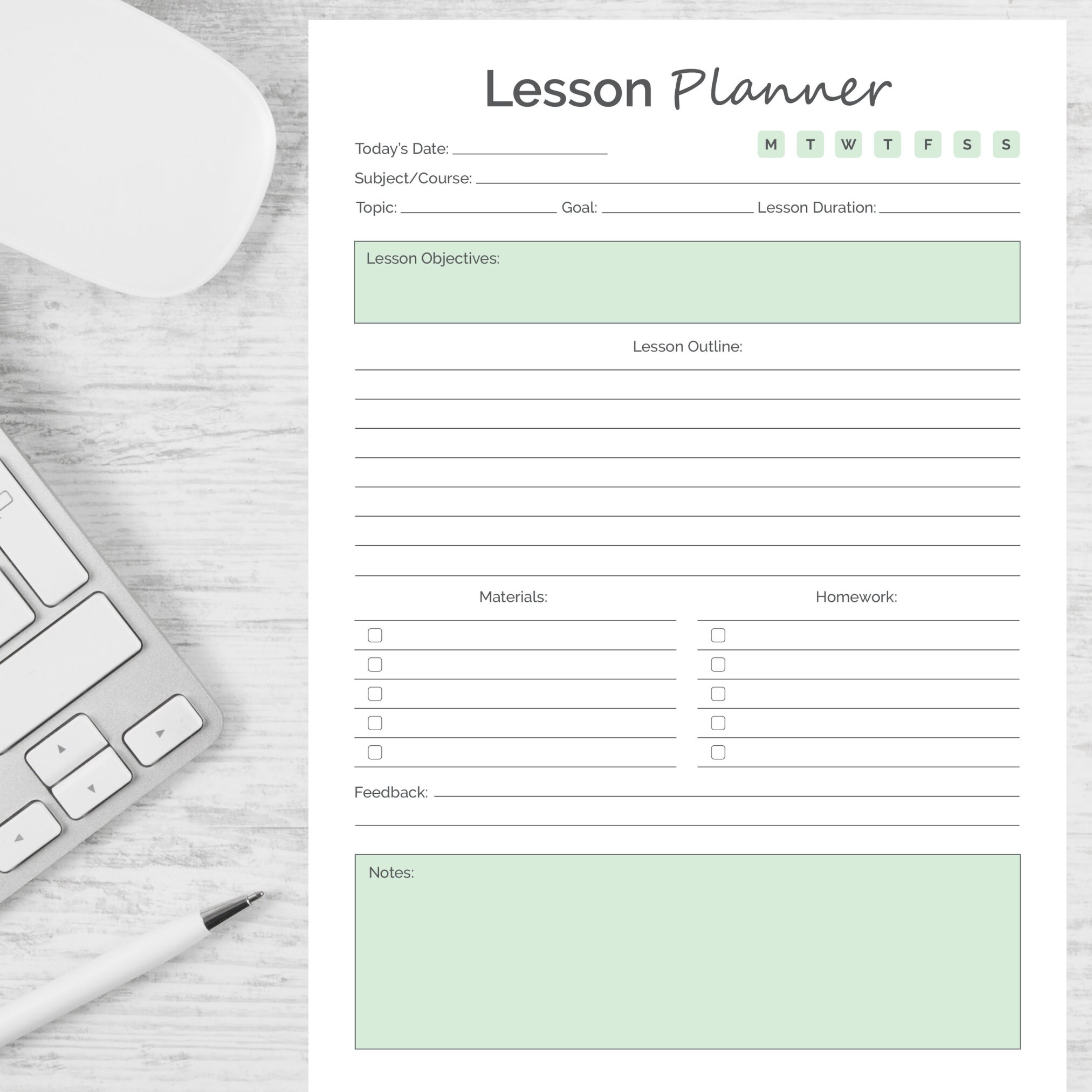 Lesson Planner Printable| Editable PDF & Word Doc| Lesson Planner ...