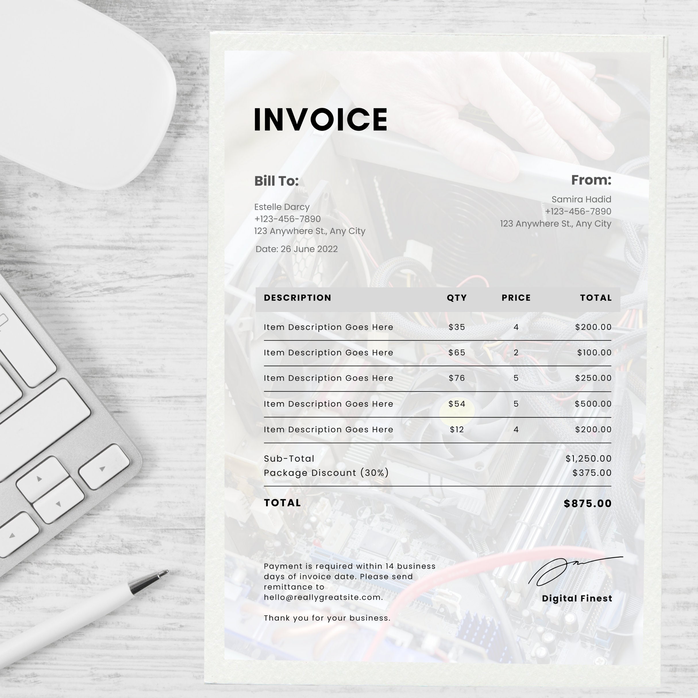Computer Repair Invoice Template Printable Invoice Template Invoice ...