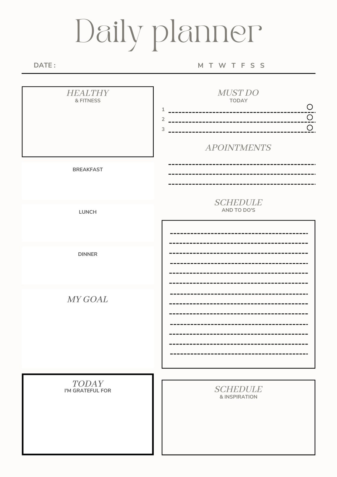 Printable Daily Planner Daily to Do List Productivity Planner PDF Track ...