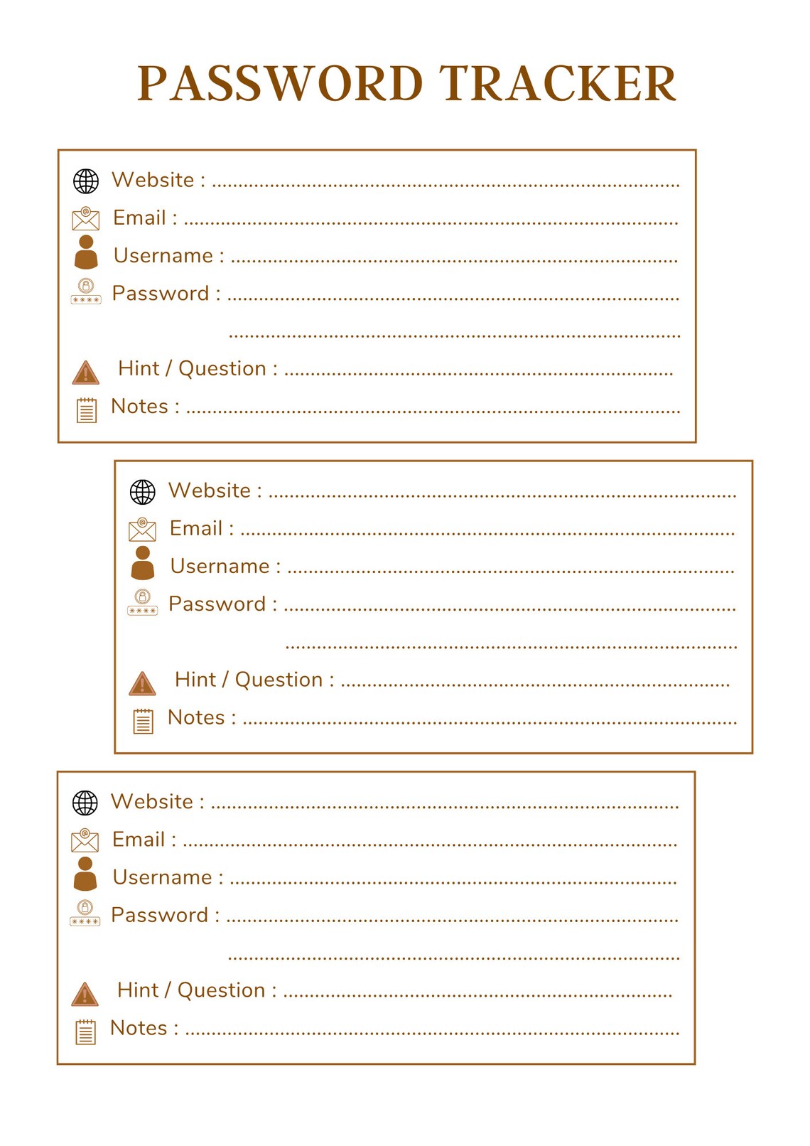 Minimal Password Tracker Printable PDF password Keeper account Log in ...